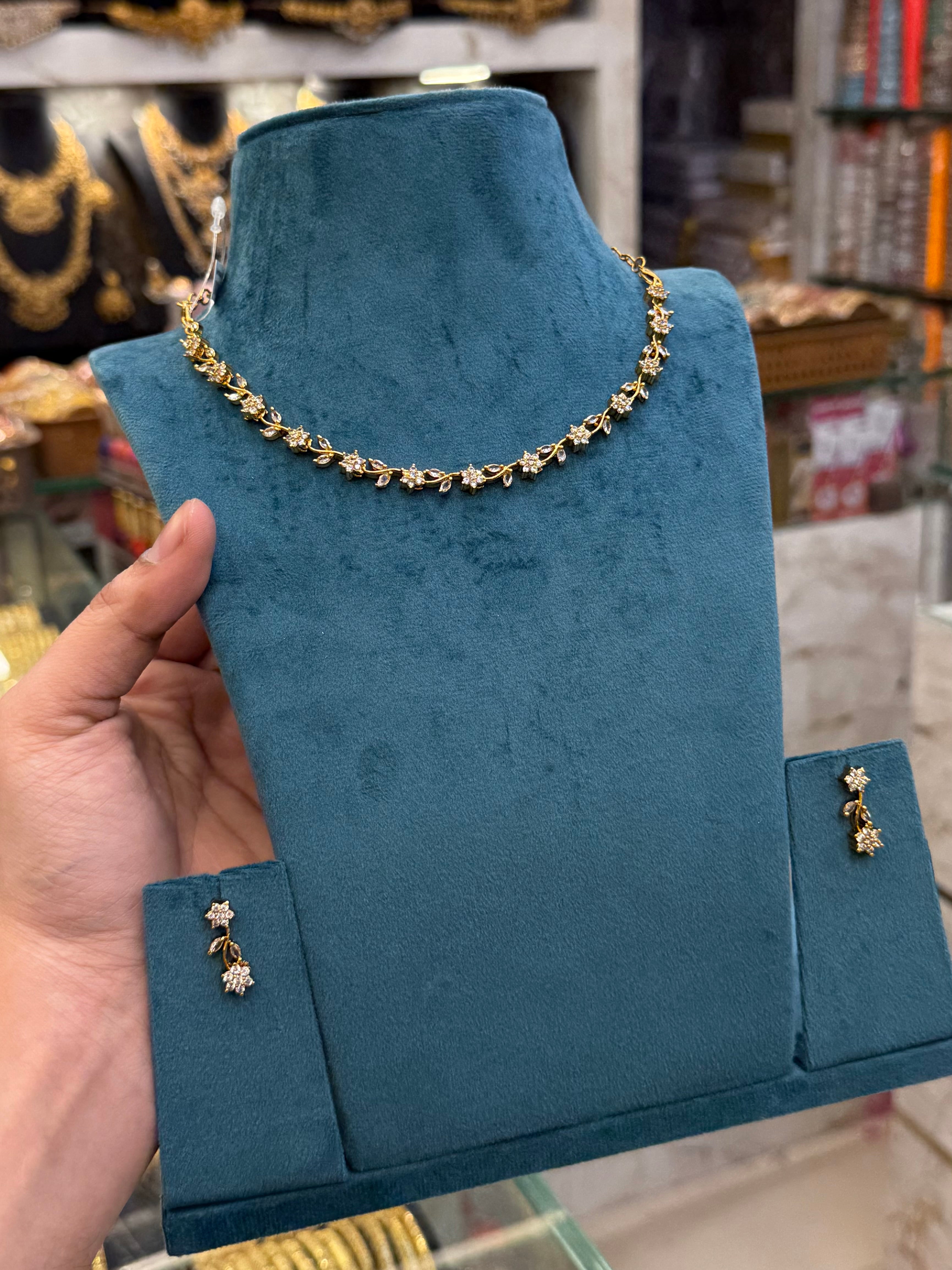A.D Stone Simple Necklace | Saleem Fancy Store